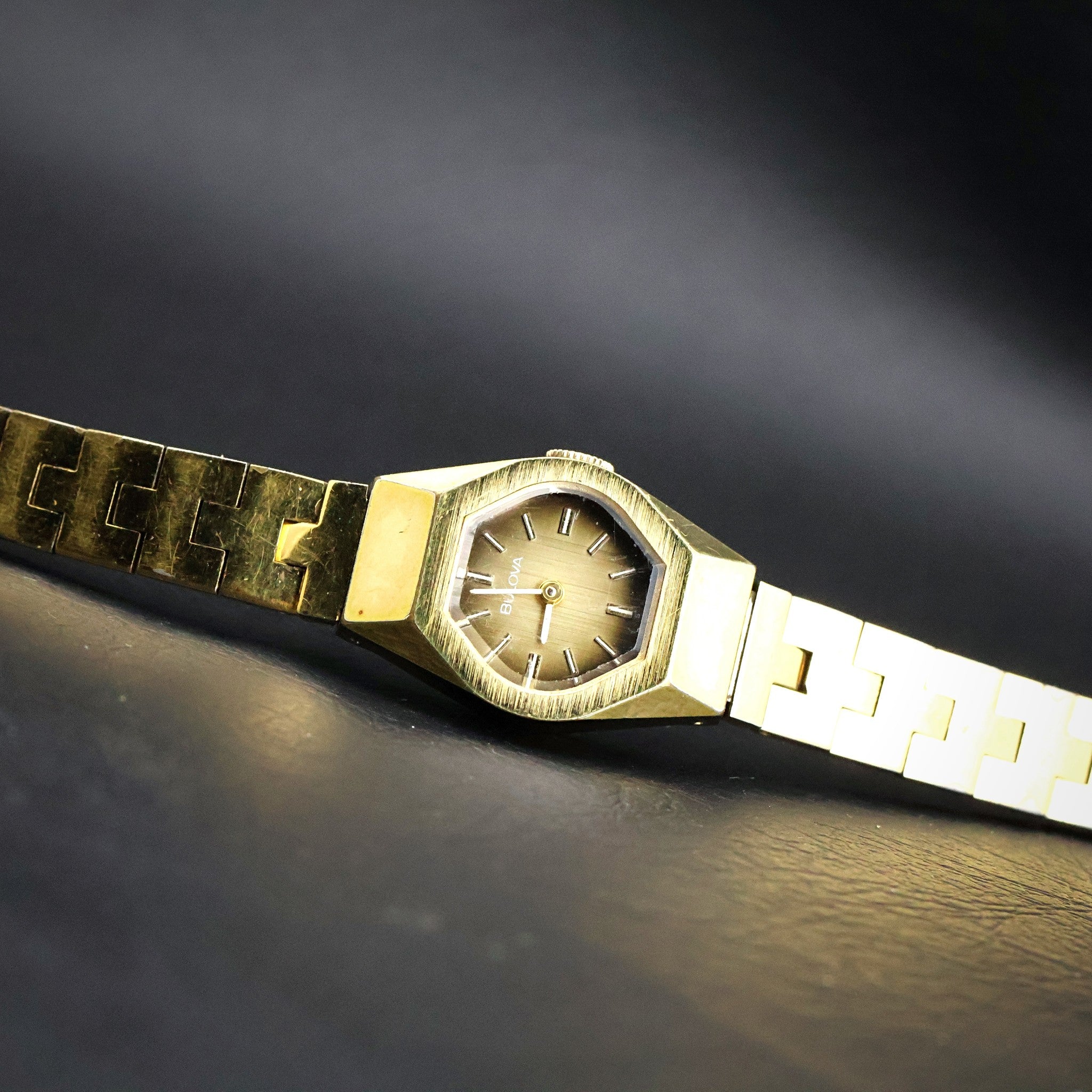 Vintage Ladies Octagonal Dress Watch | Gold Tone | Brown Dial – ReWrist
